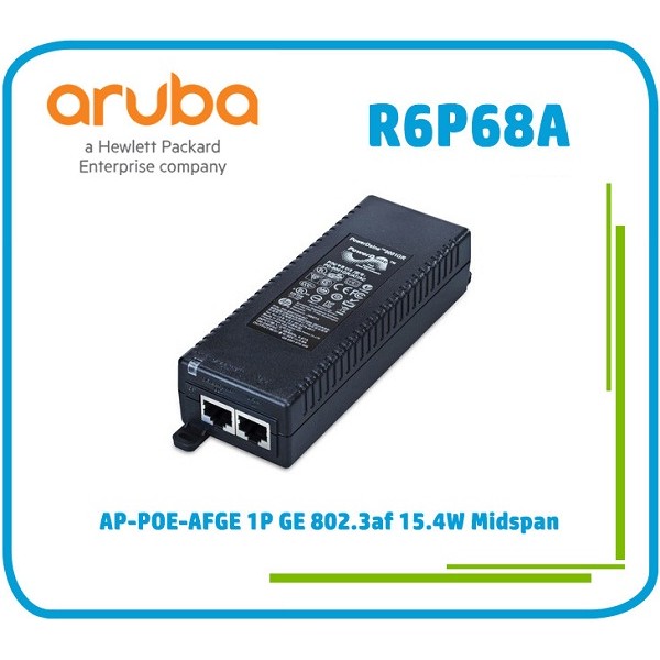 HPE Aruba R6P68A 1-Port GbE 802.3af 15.4W Midspan Injector (AP-POE-AFGE)