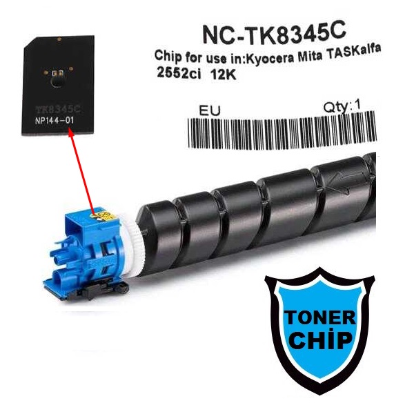KYOCERA TK-8345 C CHİP (Mavi Toner için)12000 Sayfa, TASKalfa 2552ci/2553ci