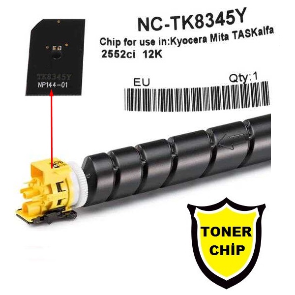 KYOCERA TK-8345 Y CHİP Sarı Toner için 12000 Sayfa, TASKalfa 2552ci/2553ci