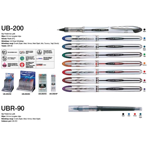 Uniball UB-200 Vision Elite 0.8 Roller Kalem Mor