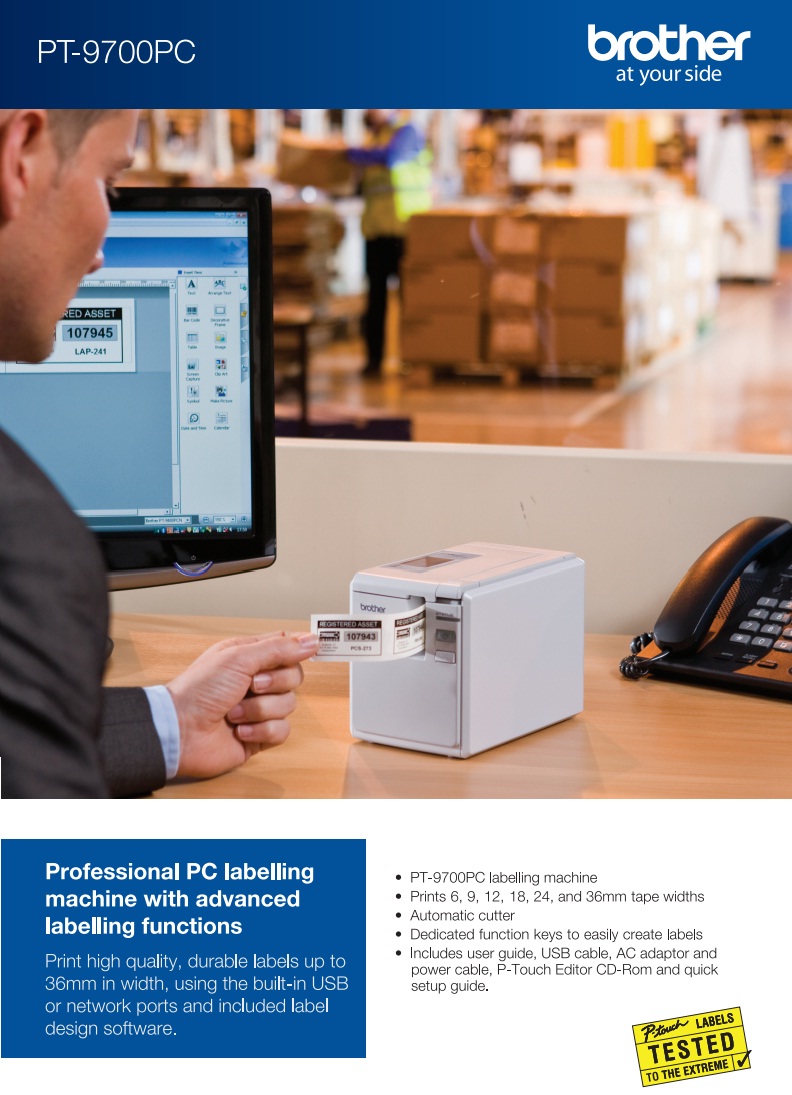 Brother PT-9700PC Bilgisayar Bağlantılı Etiketleme Makinesi