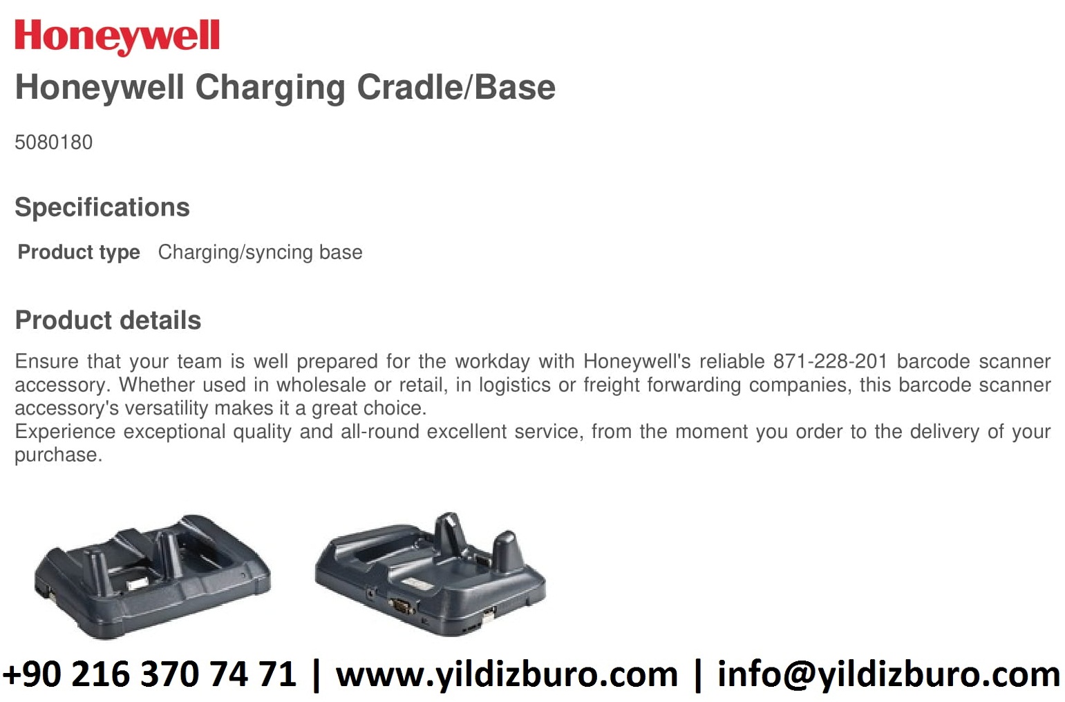 Honeywell CK65 & CK3 Orijinal Charging Cradle/Base (871-228-201)